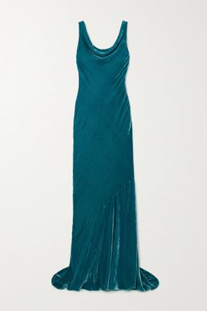 Saloni Asher Robe Aus Samt - Blau