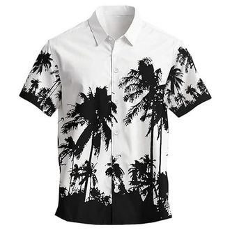 Keephen Palmier Impression 3D Boutonn&eacute;e Chemise pour Femmes Hommes Nouveaut&eacute; Hawaiian Chemises Manches Courtes Plage Aloha Chemise