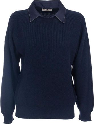 Le Tricot Perugia Femme, Pulls, Bleu, Taille: 42 FR Tricot ras du cou