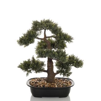 hjh OFFICE Kunstpflanze Bonsai k&uuml;nstliche Deko Pflanze, pflegeleichter Kunstbaum, H&ouml;he 44 cm, Kiefer, Gr&uuml;n 871050