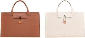 Generic Sac à main pour femme en cuir synthétique avec sac de rangement et serrure pour ordinateur portable, business, quotidien, marron et blanc