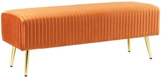 Beliani Banquette dInt&eacute;rieur Glamour Pieds en M&eacute;tal Dor&eacute;s en Velours Orange Paterson