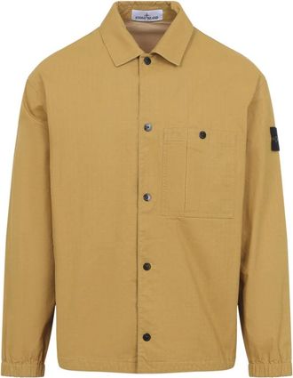 Stone Island Homme, Chemises, Jaune, Taille: L Logo Shirt