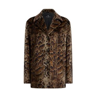 Etro Cappotto crop in velluto con motivo leopardato - - Coats - Damen - Braun - S