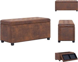 vidaXL Ottoman mit Stauraum 87,5 cm Braun Wildleder-Optik - Sitztruhe - Aufbewahrungsbox - Wohnzimmer Deko - Wildleder Optik - Couchtisch Alternative