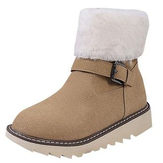 Generic Bottes dhiver pour femme avec doublure en fausse fourrure - Style d&eacute;contract&eacute; et &eacute;l&eacute;gant - Fermeture &eacute;clair lat&eacute;rale - Semelle &eacute;paisse - Chaudes et co
