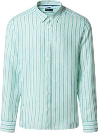 North Sails Homme, Chemises, Vert, Taille: M Chemise en Lin &agrave; Rayures D&eacute;color&eacute;es