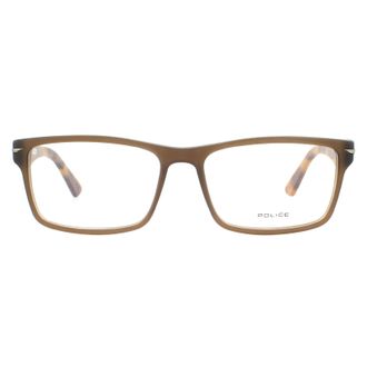 Police Rectangular Herren Matt Transparent Havanna Brille