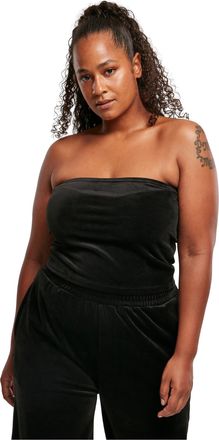 Urban Classics Damen Top Ladies Short Velvet Tube Top Black XXL