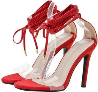 Vosarea Sandales Talons Hauts Femme &Eacute;l&eacute;gantes Rouge Chaussures &Eacute;t&eacute; Respirantes et R&eacute;sistantes Talon Fin Confortable pour Travail et Shopping