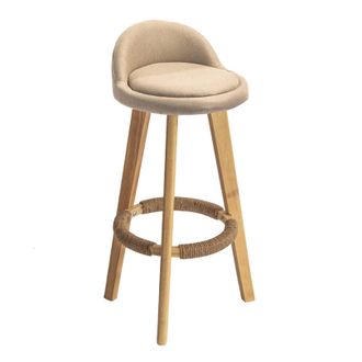 Generic Moderne Barhocker: Hoher Esszimmerstuhl aus Massivholz mit ergonomischer R&uuml;ckenlehne und runder Fu&szlig;st&uuml;tze f&uuml;r K&uuml;che, Theke, Kneipe - Bequeme Sitzgeleg