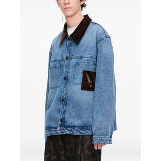 Charles Jeffrey Loverboy Corduroy-Collar Denim Jacket - Blue