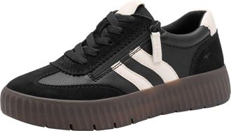 Tamaris Comfort Damen Sneaker flach mit Rei&szlig;verschluss Freizeit, Schwarz (Black Comb), 36 EU