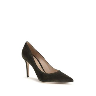 Gianvito Rossi Womens Suede Pump Black Calf Leather Bos
