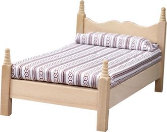 IFUNDOM Miniatur-holzbett Maßstab 112 Basteldekor Kinderspiel Schlafzimmerszene Möbelmodell