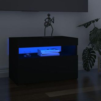 vidaXL Vidaxl - Ensemble de 2 tables de chevet de meubles avec lumière led et tiroir 60x35x40cm différentes couleurs Couleur : Noir