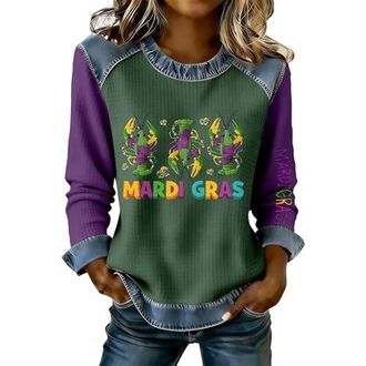 Generic Sweat-shirt imprim&eacute; l&eacute;ger &agrave; manches longues et col rond pour femme - Imprim&eacute; amusant - Manches longues, blanc, 3XL