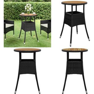 vidaXL Gartentisch &Oslash;60x75 cm Akazienholz und Poly Rattan Schwarz - Gartentisch - Outdoor-Tisch - Terrassenm&ouml;bel - Balkonm&ouml;bel - Esstisch - Home & Living