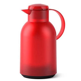 Emsa N40117 Samba Isolierkanne |1,5 Liter | Quick Press Verschluss | 12h hei&szlig; und 24h kalt | Transluzent/Rot
