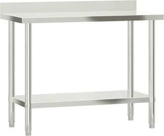vidaXL Vidaxl - Table de travail de cuisine avec dosseret 110x55x93 cm inox