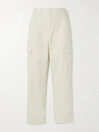 James Perse Cargohose Aus Einer Baumwollmischung Mit Fischgratmuster - Elfenbein