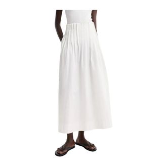 R&oacute;he Femme, Jupes, Blanc, Taille: 40 FR Jupe Maxi Pliss&eacute;e en Popeline