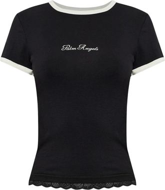 Palm Angels T-Shirt mit Print-Logo - - Tops - Damen - Schwarzk - XS
