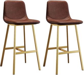 Generic Barhocker mit R&uuml;ckenlehne, 150 kg belastbar, aus PU-Leder, ideal f&uuml;r K&uuml;cheninseln; gepolsterte Barhocker mit Fu&szlig;st&uuml;tze; Esszimmerst&uuml;hle f&uuml;r die Bar