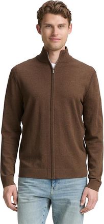 Tom Tailor Herren 1047571 Strickjacke aus Baumwolle, 38678-Dark Taupe Melange, XL