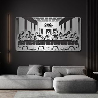 Generic Moderne minimalistische Wanddekoration aus Metall: Das letzte Abendmahl Jesu, Kunstwerk von Leonardo da Vinci, Wanddekoration Das letzte Abendmahl, re