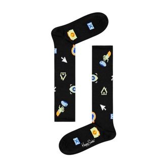 Happy Socks Femme, Sous-v&ecirc;tements, Noir, Taille: ONE Size Pixel Crew Socks