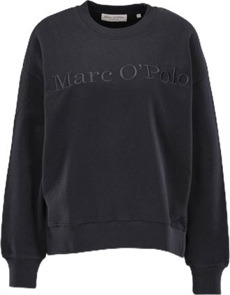 Marc O'Polo Damen Sweatshirt aus Bio-Baumwolle mit Rippbündchen, Blau (Deep Night Blue), XL