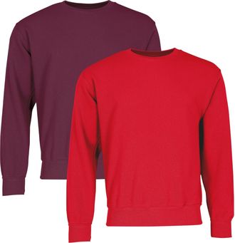 Fruit Of The Loom 2er-Pack Classic Set-in Sweat Sweatshirt Herren, Burgundy + Red, 3XL