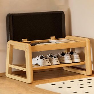 Generic 2-stöckige Eingangsbank Mit Kissen Und Aufklappbarem Schuhregal - Kiefer, 39,4 X 14,2 X 16,5 Zoll(Pineb,39.4 * 14.2 * 16.5in)