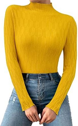 Generic sous Pull Femme Haut Thermique Femme sous Pull Thermique Femme Doux Glamour Pull Tricot&eacute; Uni Manches Longues Top Chaud Casual pour Femmes &Eacute;l&eacute;gantes