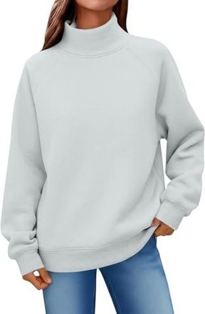 Generic Sweatshirts pour femmes UK Sweatshirt de couleur unie surdimensionn&eacute; haut col rond manches longues automne hiver d&eacute;contract&eacute; confortable automne mode 