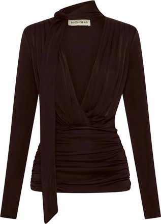 Nicholas haut Marina à design drapé - Marron