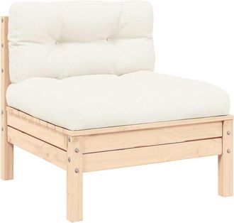 vidaXL 3-tlg. Garten-Lounge-Set mit Kissen in Creme Massivholz Kiefer - Vidaxl