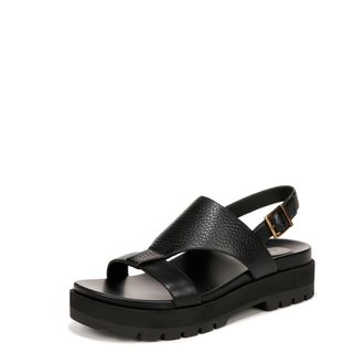 Vionic Damen Alondra Lug Sandale mit Absatz, Schwarz Leder, 41 EU