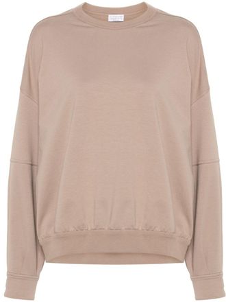 Brunello Cucinelli sweat &agrave; ornements m&eacute;talliques - Marron