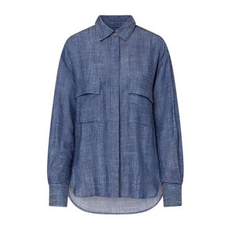 Peuterey Femme, Blouses et Chemises, Bleu, Taille: 38 FR Chambray Cotton Shirt
