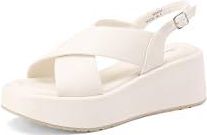 Queen Helena BZ403 Sandales compensées avec semelle orthopédique pour femme, Blanc, 36 EU