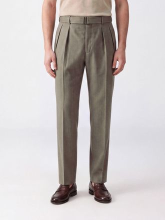Tagliatore Pantalon de tailleur en laine vierge &agrave; pinces et taille mi-haute