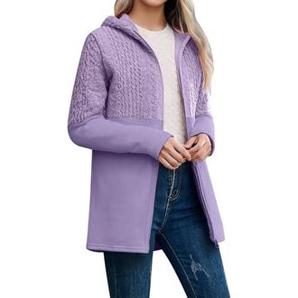 Generic Veste Femme Chic Et Elegant Veste d&eacute;contract&eacute;e en velours c&ocirc;tel&eacute; avec capuche pour femme l&eacute;g&egrave;re et confortable pour lautomne et lhiver design ample &agrave; 
