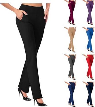 Generic Pantalon habill&eacute; pour femme - Pantalon de yoga taille haute - Pantalon de yoga extensible - Cadeau de yoga pour femme - Pantalon de yoga &eacute;vas&eacute; &agrave; jambe