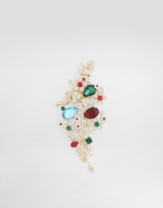 Dolce & Gabbana Maxi Floral Brooch With Rhinestones - Mann Bijoux Mehrfarbig Metall Onesize