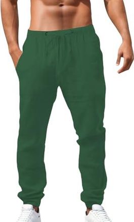 Generic Pantalon de plage baggy pour homme - Pantalon en lin avec taille &eacute;lastique - Pantalon d&eacute;t&eacute; - Grandes tailles - Pantalon de surv&ecirc;tement respirant - Cou