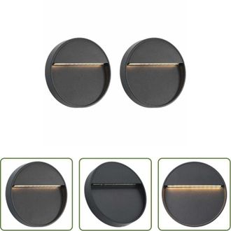 vidaXL vidaXL Applique murale LED - Appliques murales &agrave; LED dext&eacute;rieur 2 pcs 3 W Noir Rond