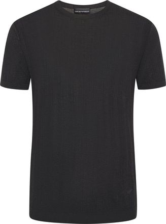 Emporio Armani Unifarbenes Feinstrick-T-Shirt aus Baumwolle in