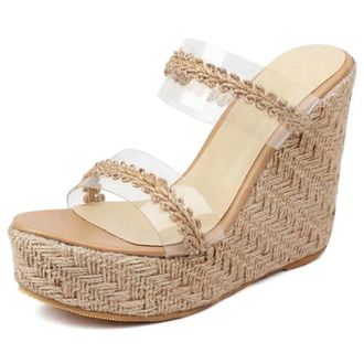 Generic Sandales Espadrilles &agrave; Semelle Compens&eacute;e Femme Talon &Eacute;pais Plateforme Bout Ajour&eacute; Mules &agrave; Enfiler L&eacute;ger Chaussures d&Eacute;t&eacute; pour Marche en Voyage et Loisi